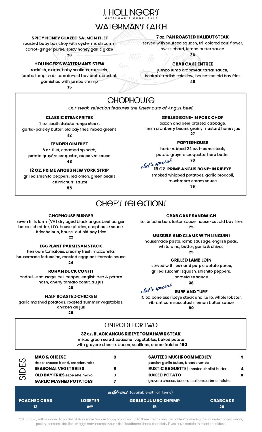 Dinner Menu – J. Hollinger's – Silver Spring, MD Restaurant